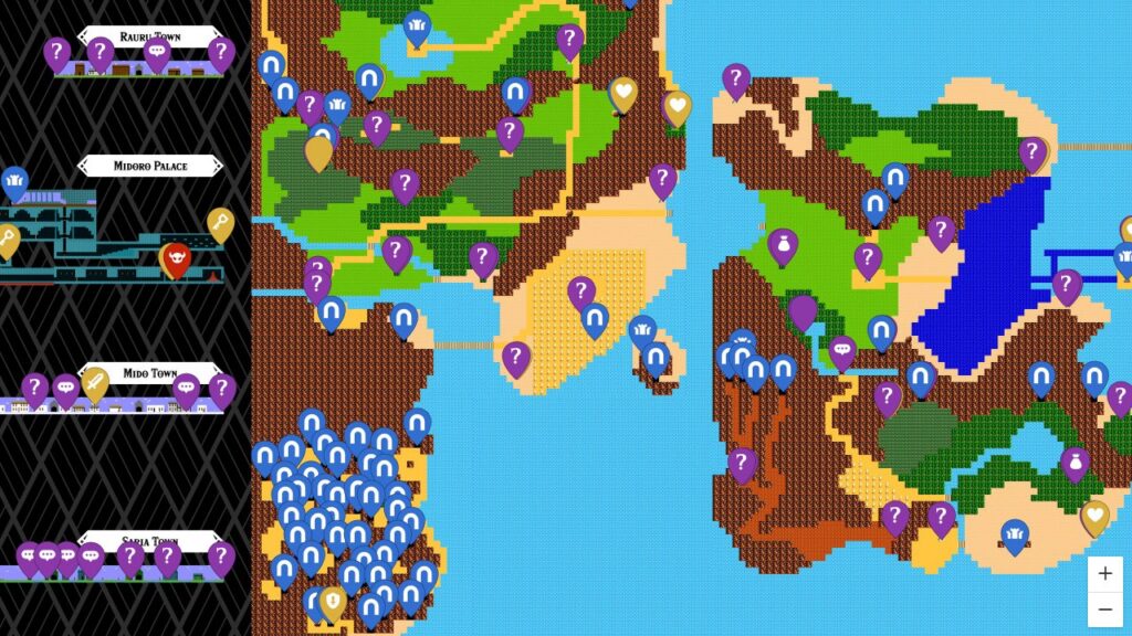 Zelda 2 The Adventure Of Link Interactive Map: Keys & More